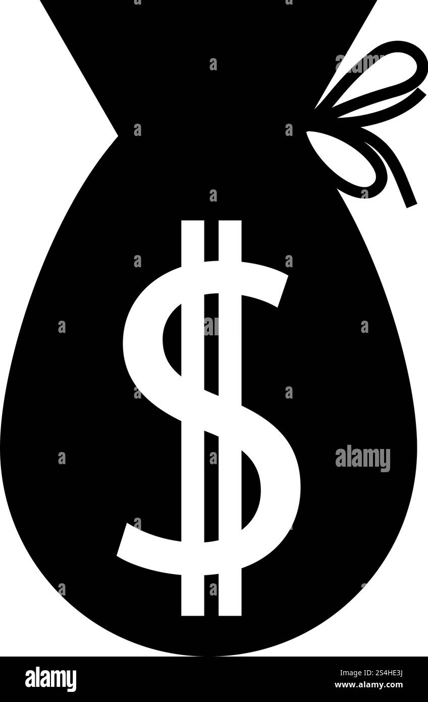 Money Bag Icon. Black Stencil Design. Vector Illustration Stock Vector ...