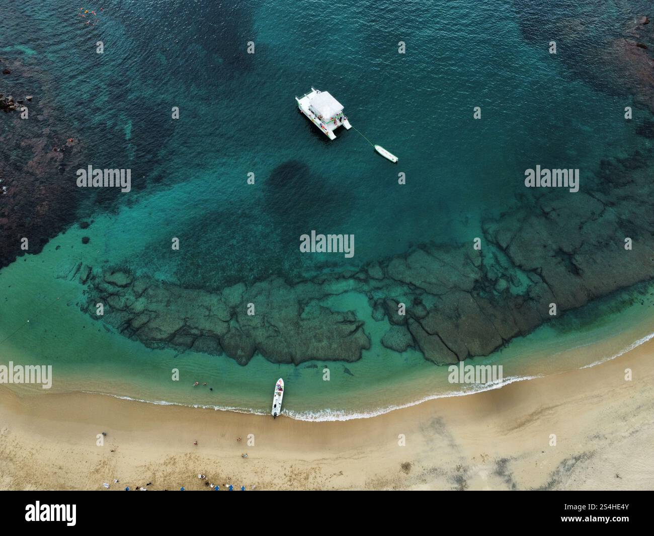 Aerial view of La India beach part of the bay of Cacaluta, part of the ...
