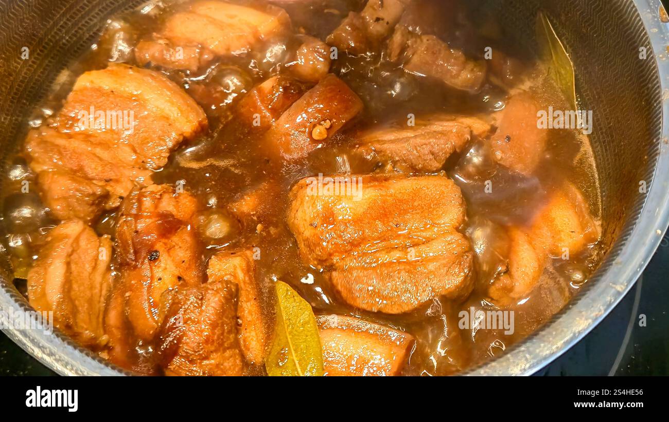 Pork Adobo Filipino Cuisine being cooked Stock Photo - Alamy