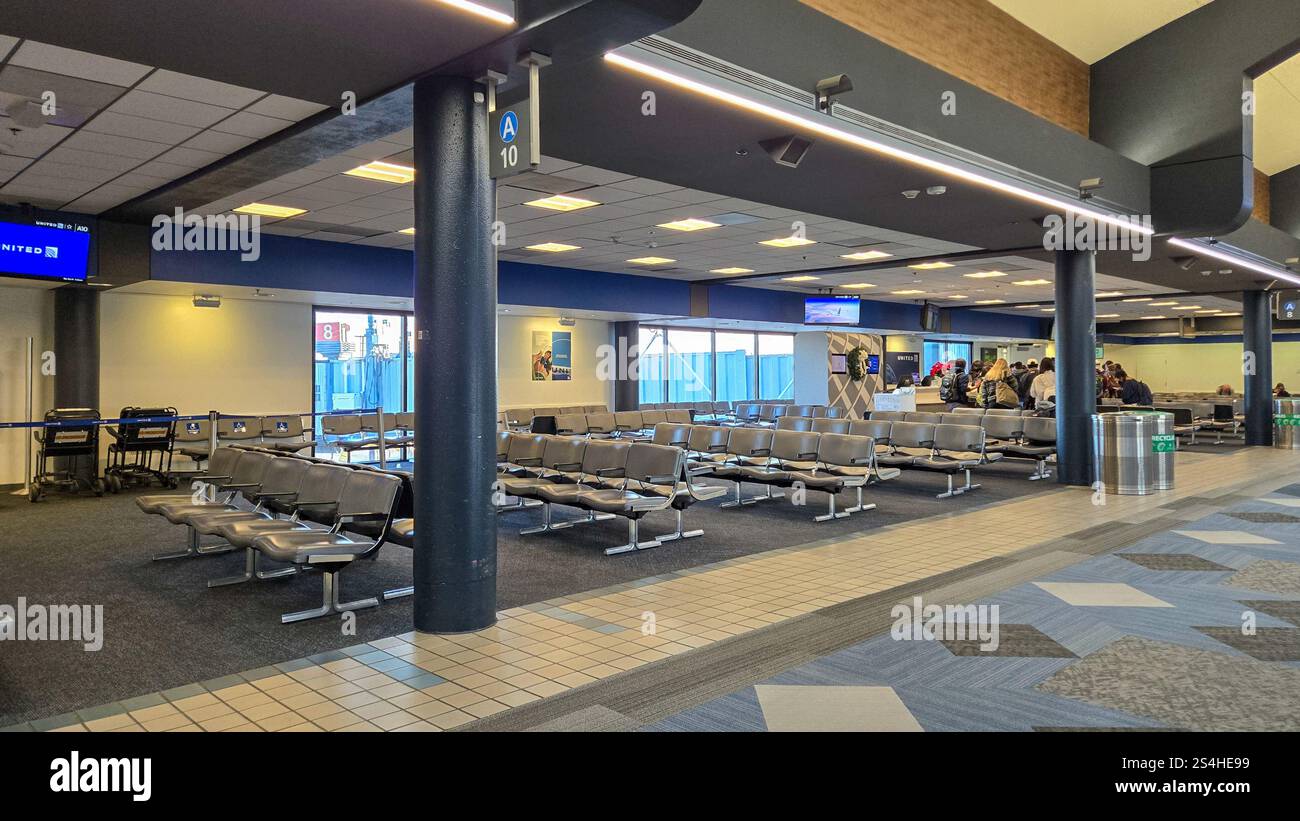 People boarding the gate area in the departure terminal of Pittsburgh ...