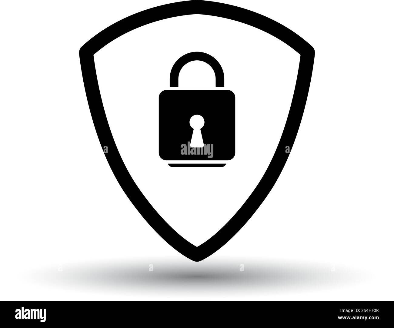 Data Security Icon. Black on White Background With Shadow. Vector ...