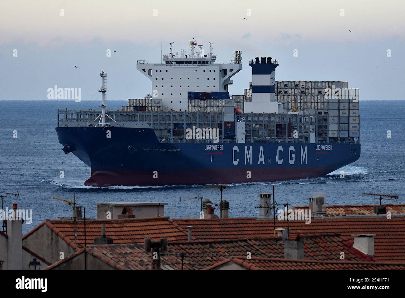 The container ship Fort Bourbon of the company CMA CGM arrives at the ...