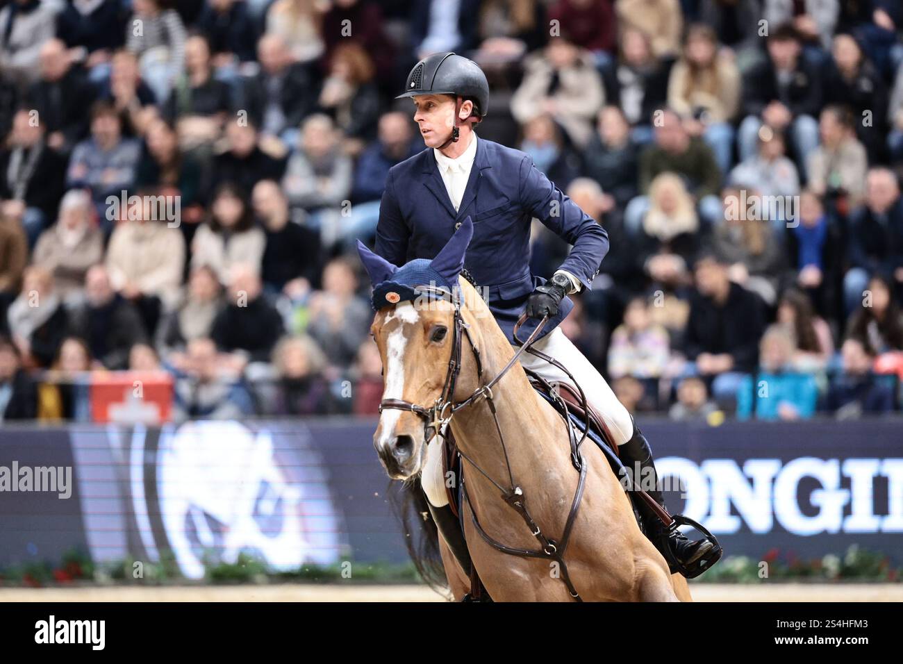Basel, Switzerland. 12th Jan, 2025. Ben Maher of United Kingdom with Point Break during jump-off ...
