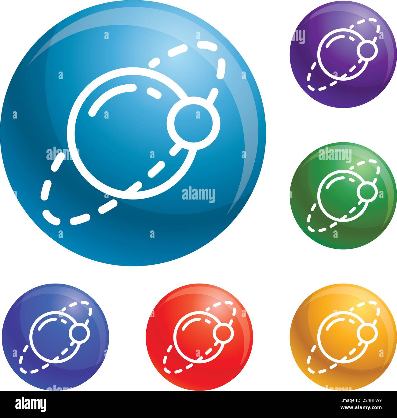 Planet satellite icons set vector 6 color isolated on white background ...