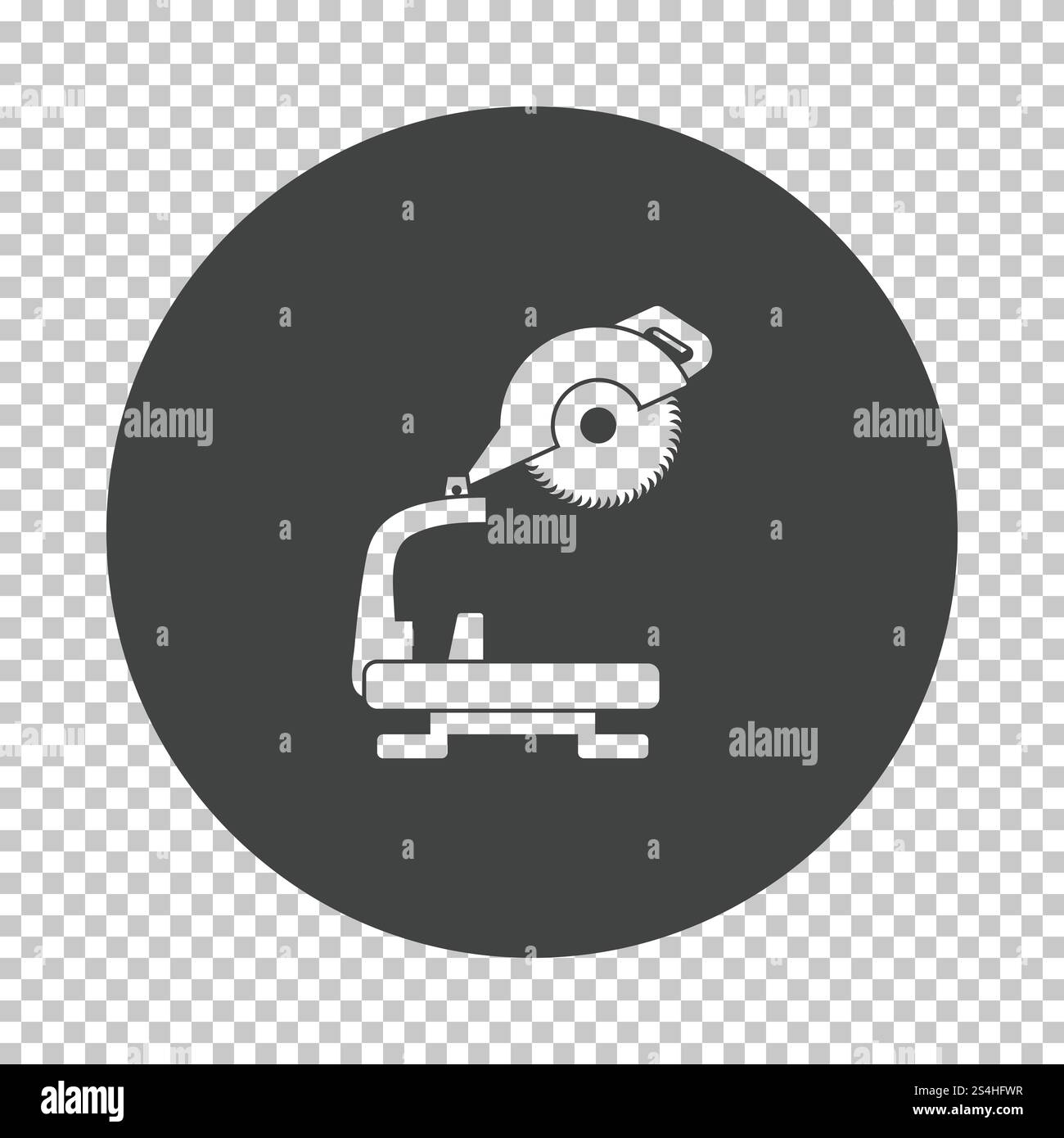 Circular end saw icon. Subtract stencil design on tranparency grid ...