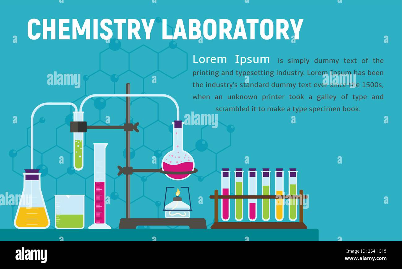 Chemistry laboratory concept banner. Flat illustration of chemistry ...