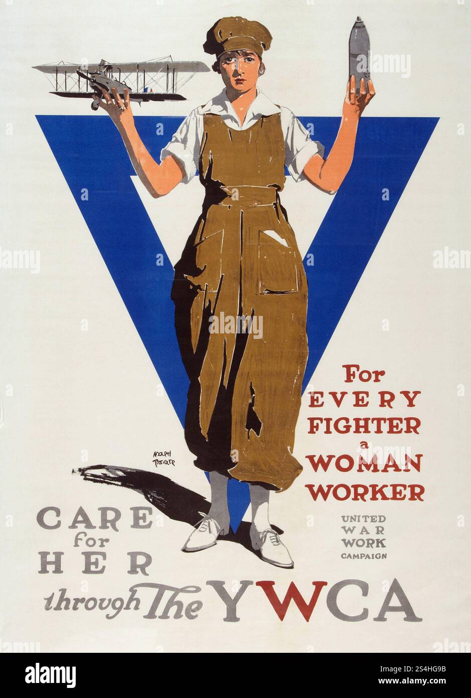 WWI Home Front Poster - "For Every Fighter a Woman Worker". Artwork by ...