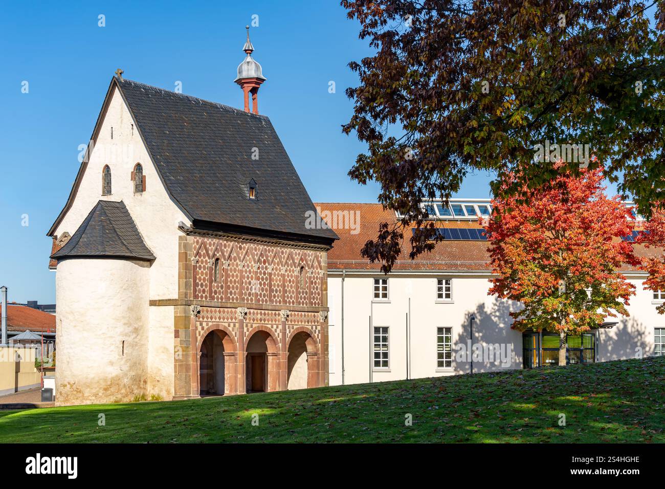 Side view of the Karolingische Torhalle - Carolingian gatehouse in the ...