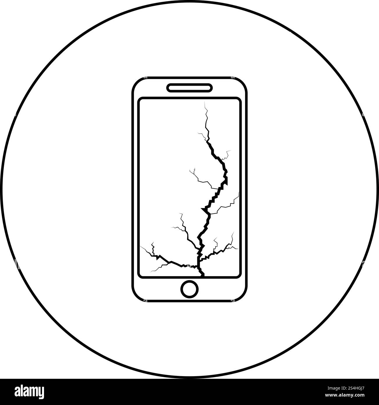 Smartphone with crack on display Broken modern mobile phone Shattered ...