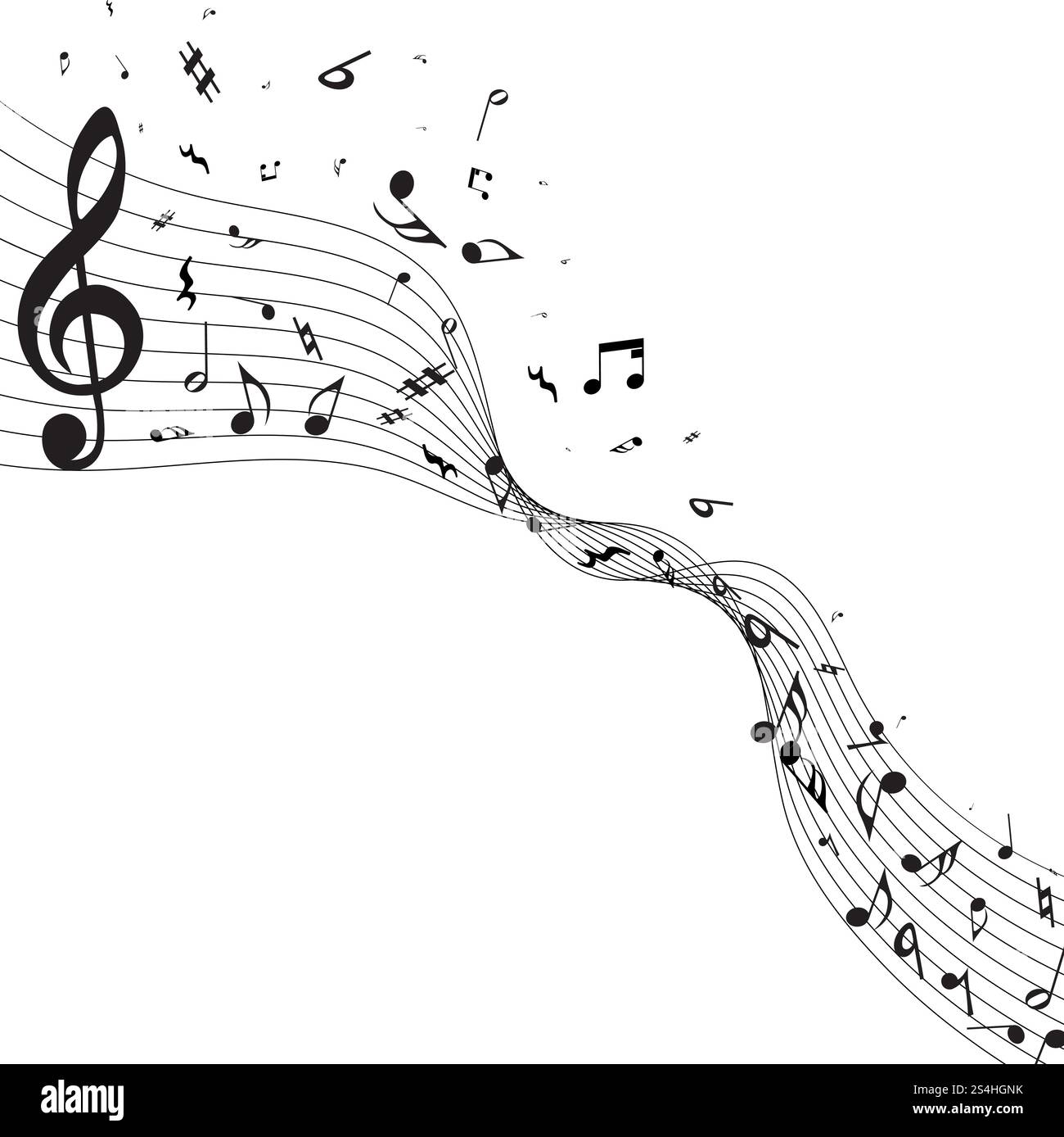 Musical Design From Music Staff Elements With Treble Clef And Notes ...
