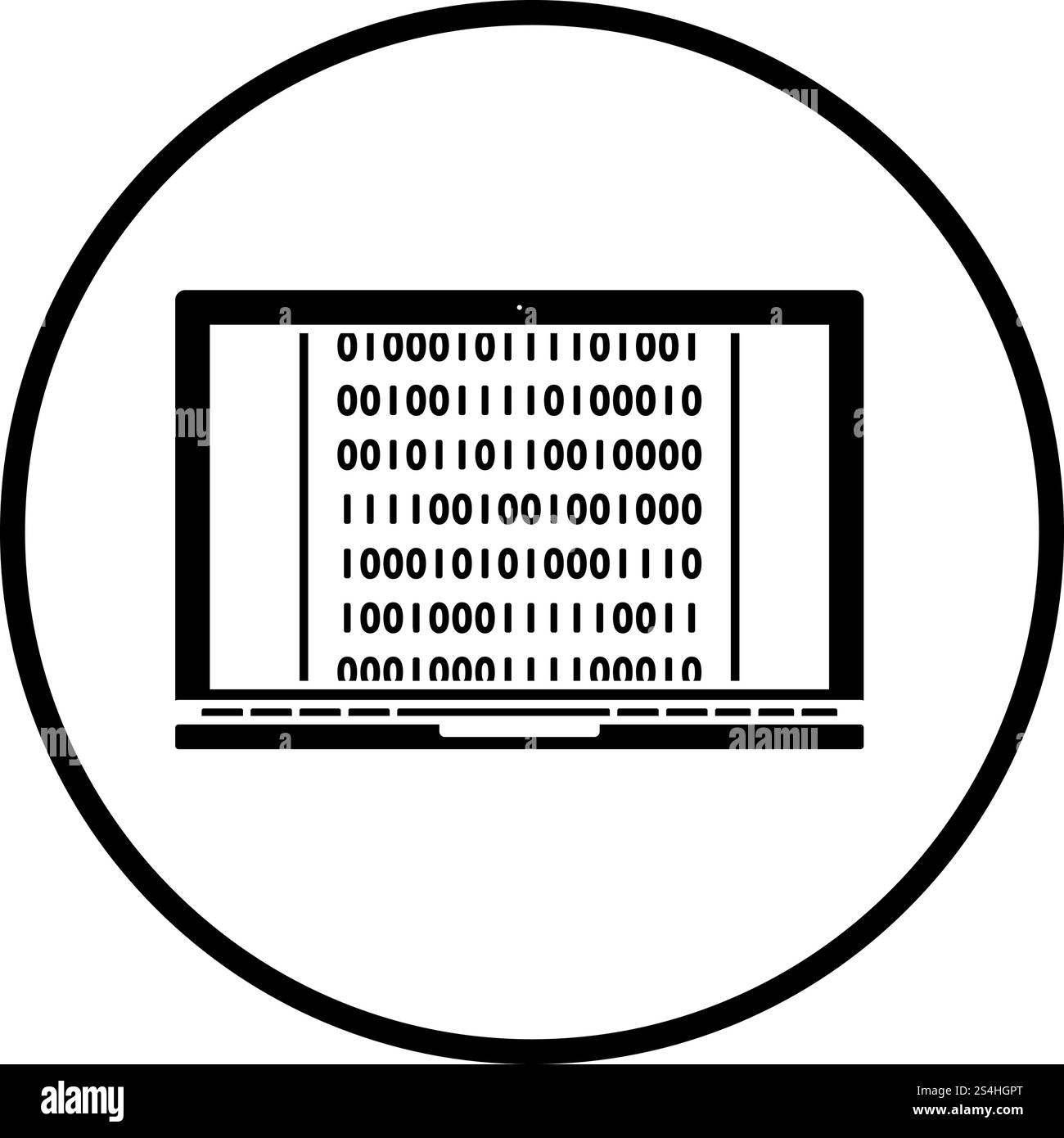 Laptop With Binary Code Icon. Thin Circle Stencil Design. Vector Illustration Stock Vector Image ...