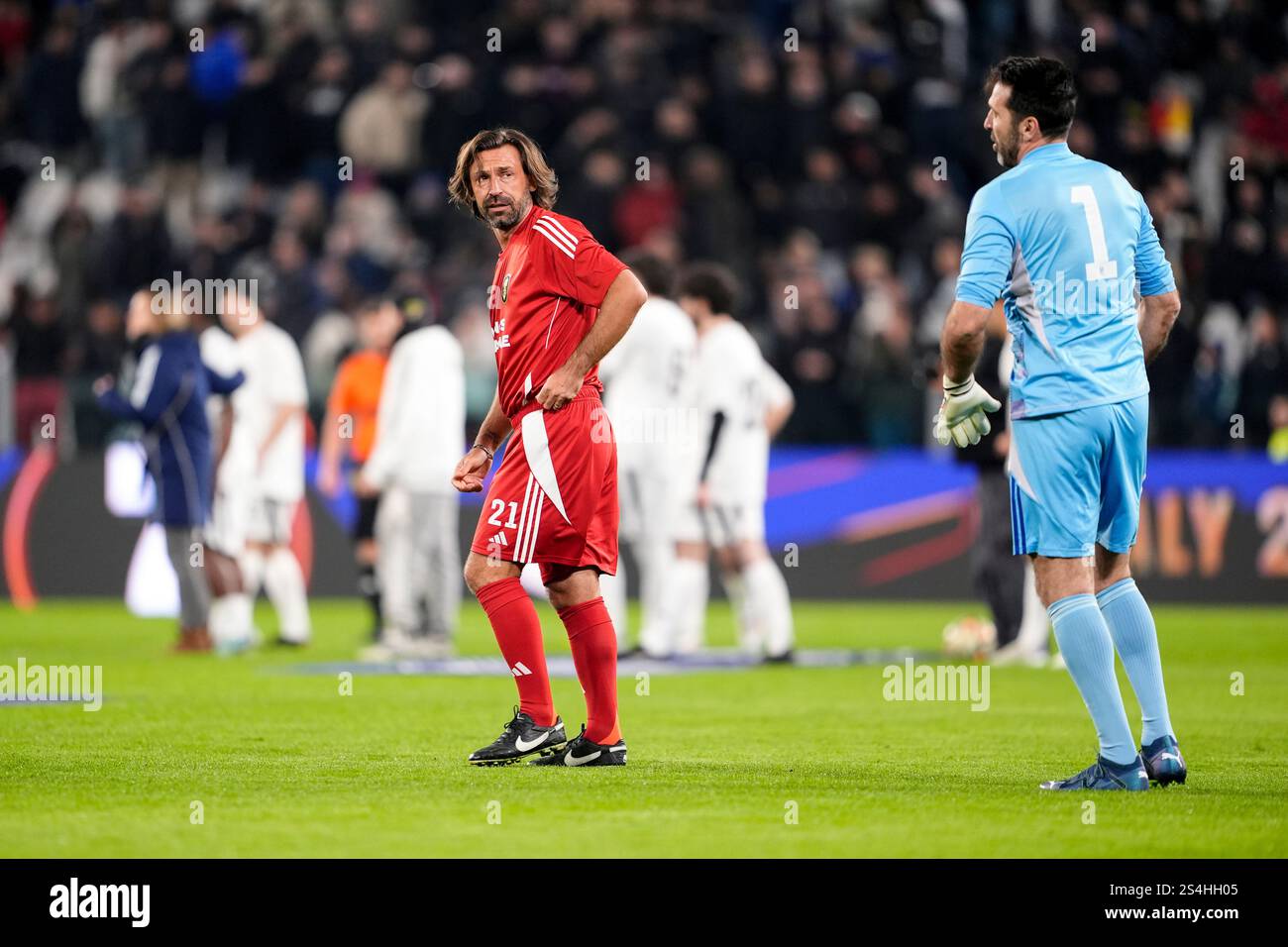 Torino, Italia. 12th Jan, 2025. Andrea Pirlo, Gianluigi Buffon during ...