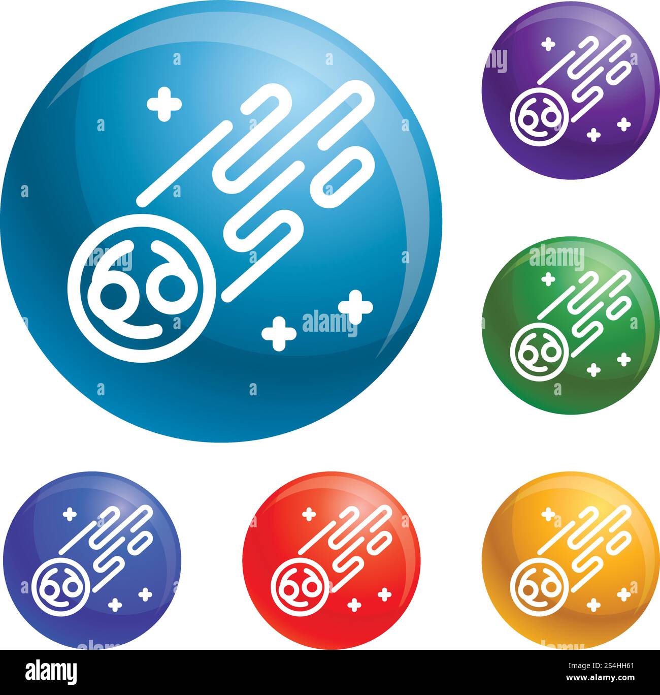 Flying comet icons set vector 6 color isolated on white background ...