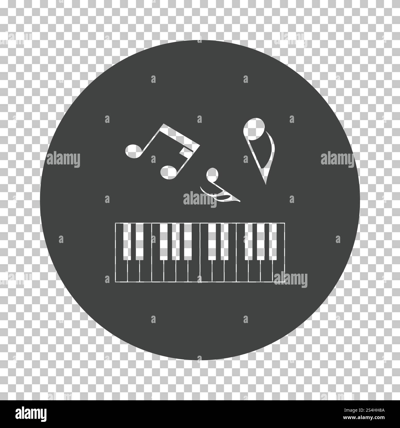 Piano keyboard icon. Subtract stencil design on tranparency grid ...