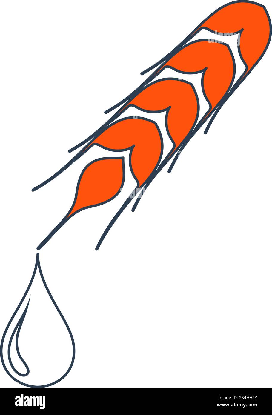 Wheat With Drop Icon. Thin Line With Red Fill Design. Vector ...