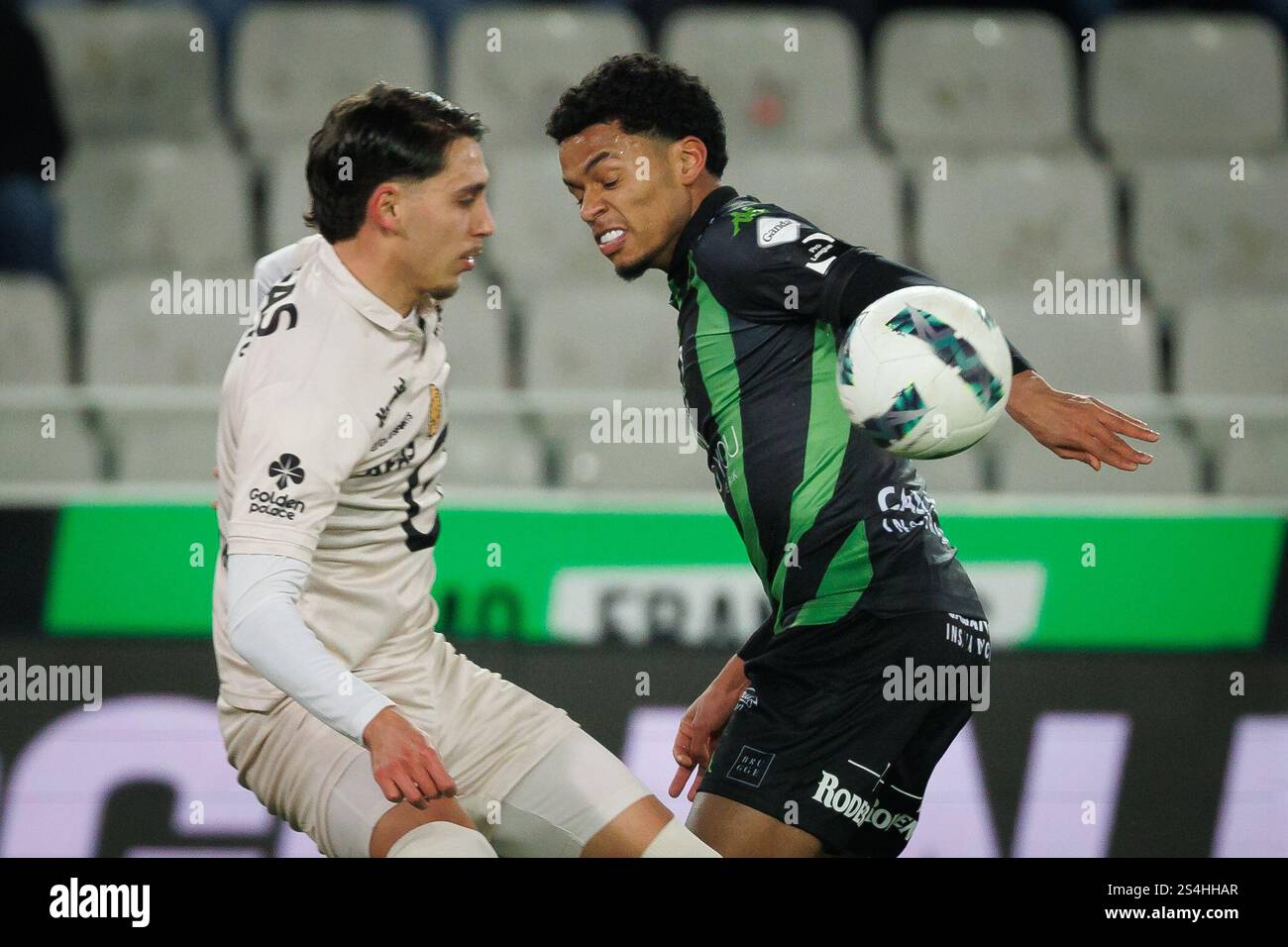 Brugge, Belgium. 12th Jan, 2025. Mechelen's Jose Marsa and Cercle's ...