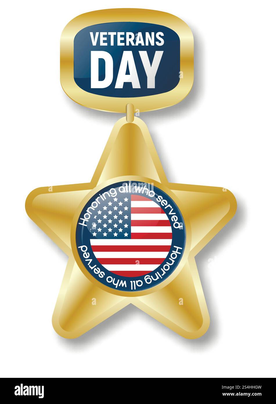 Veterans day gold star icon logo. Realistic illustration of veterans ...