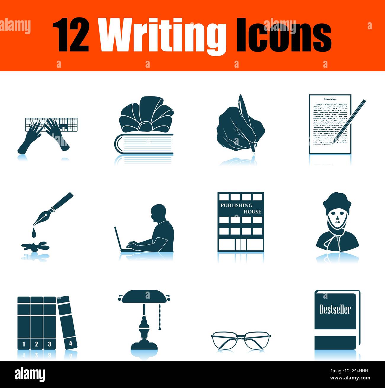Writing Icon Set. Shadow Reflection Design. Vector Illustration Stock ...