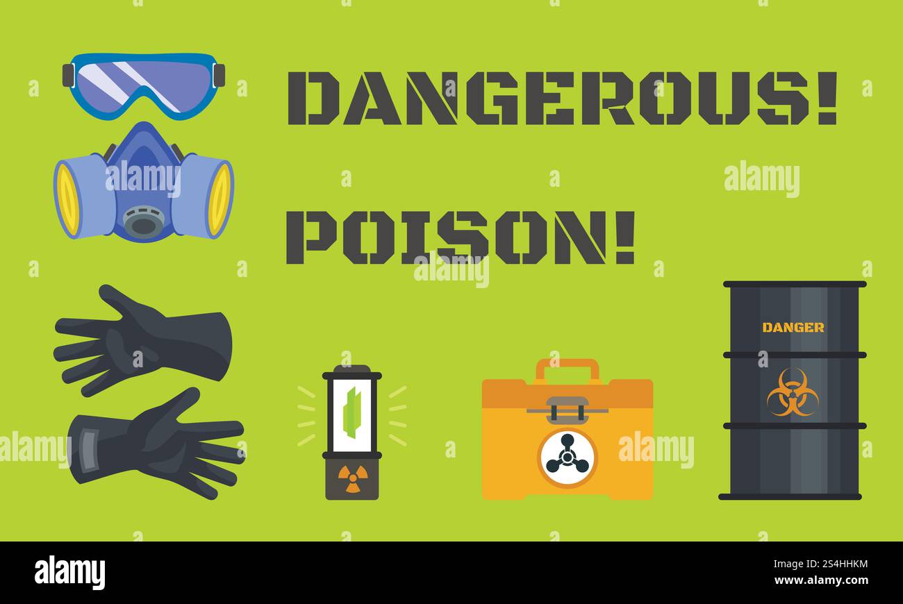 Dangerous poison concept banner. Flat illustration of dangerous poison ...