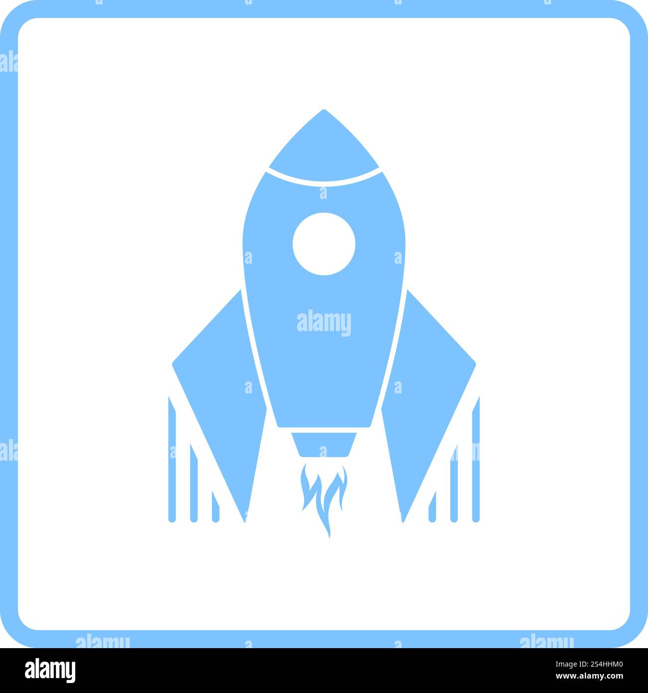 Startup Rocket Icon. Blue Frame Design. Vector Illustration Stock ...