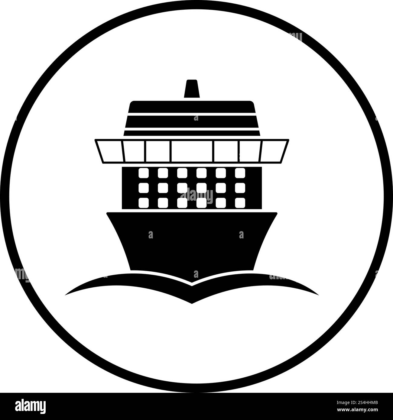 Cruise liner icon front view. Thin Circle Stencil Design. Vector ...