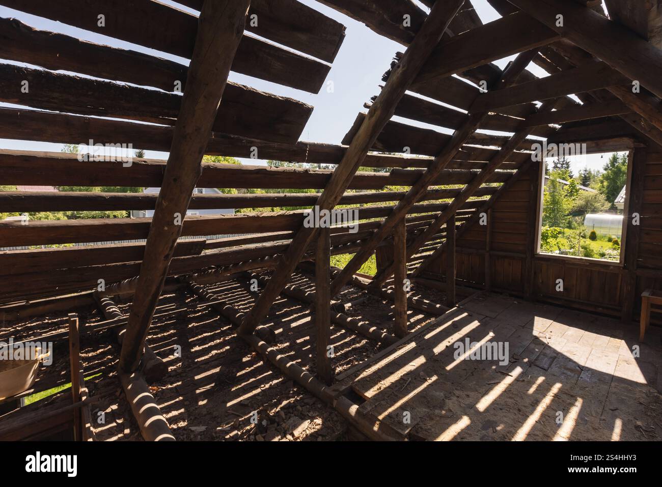 Abstract grunge wooden interior background, perspective view of an ...