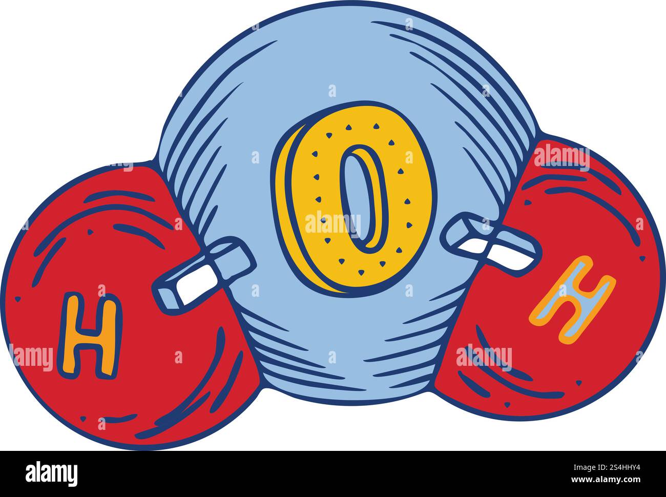 Water molecule icon. Hand drawn illustration of water molecule vector ...