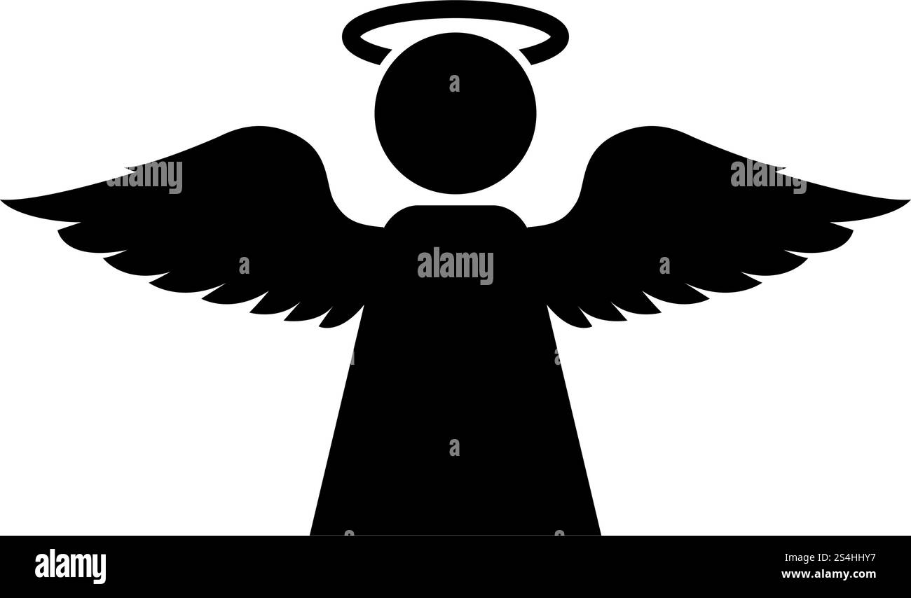 Angel with fly wing icon black color vector illustration flat style ...