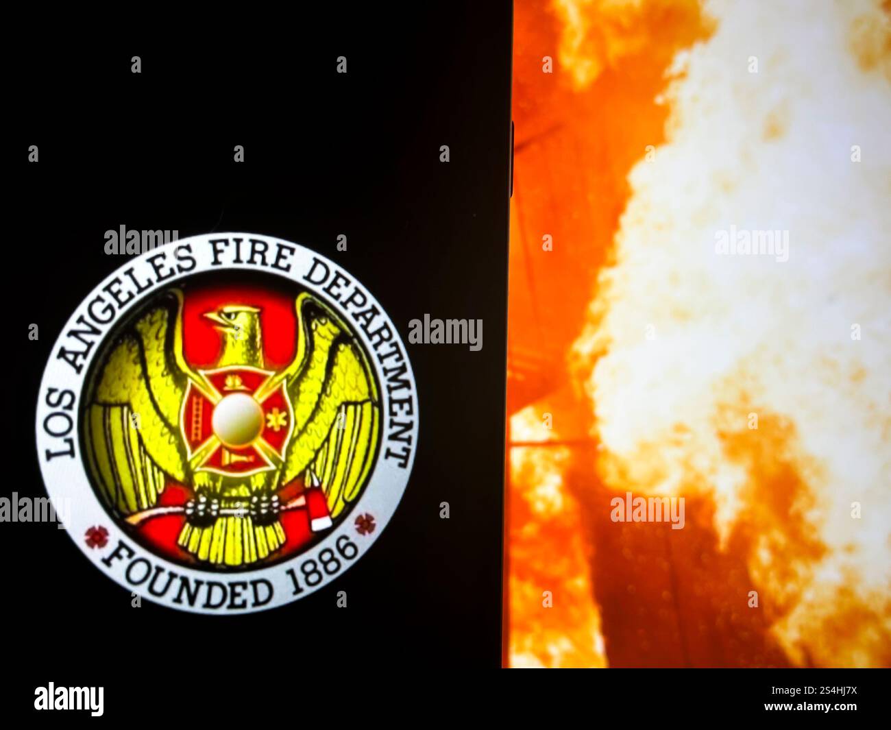 Los Angeles, California, USA. 12th Jan, 2025. Emblem of the Los Angles ...