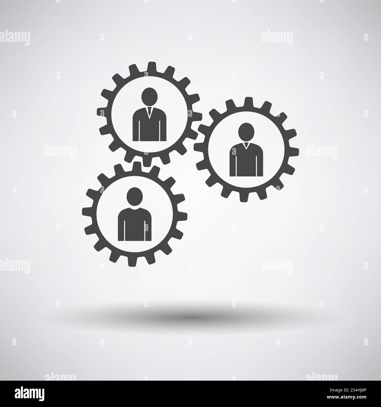 Teamwork Icon on gray background, round shadow. Vector illustration ...