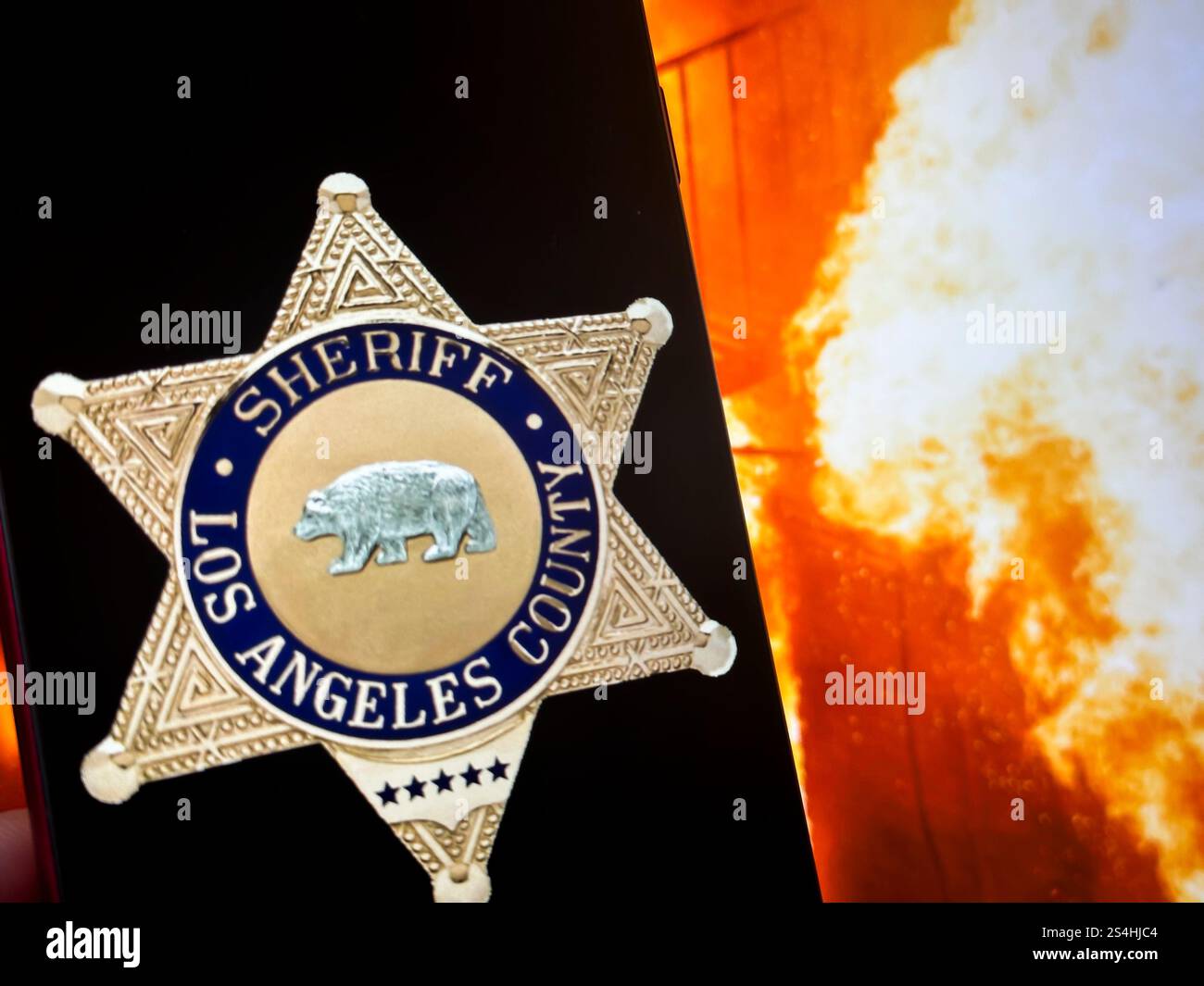 Los Angeles, California, USA. 12th Jan, 2025. Emblem of the Los Angeles ...