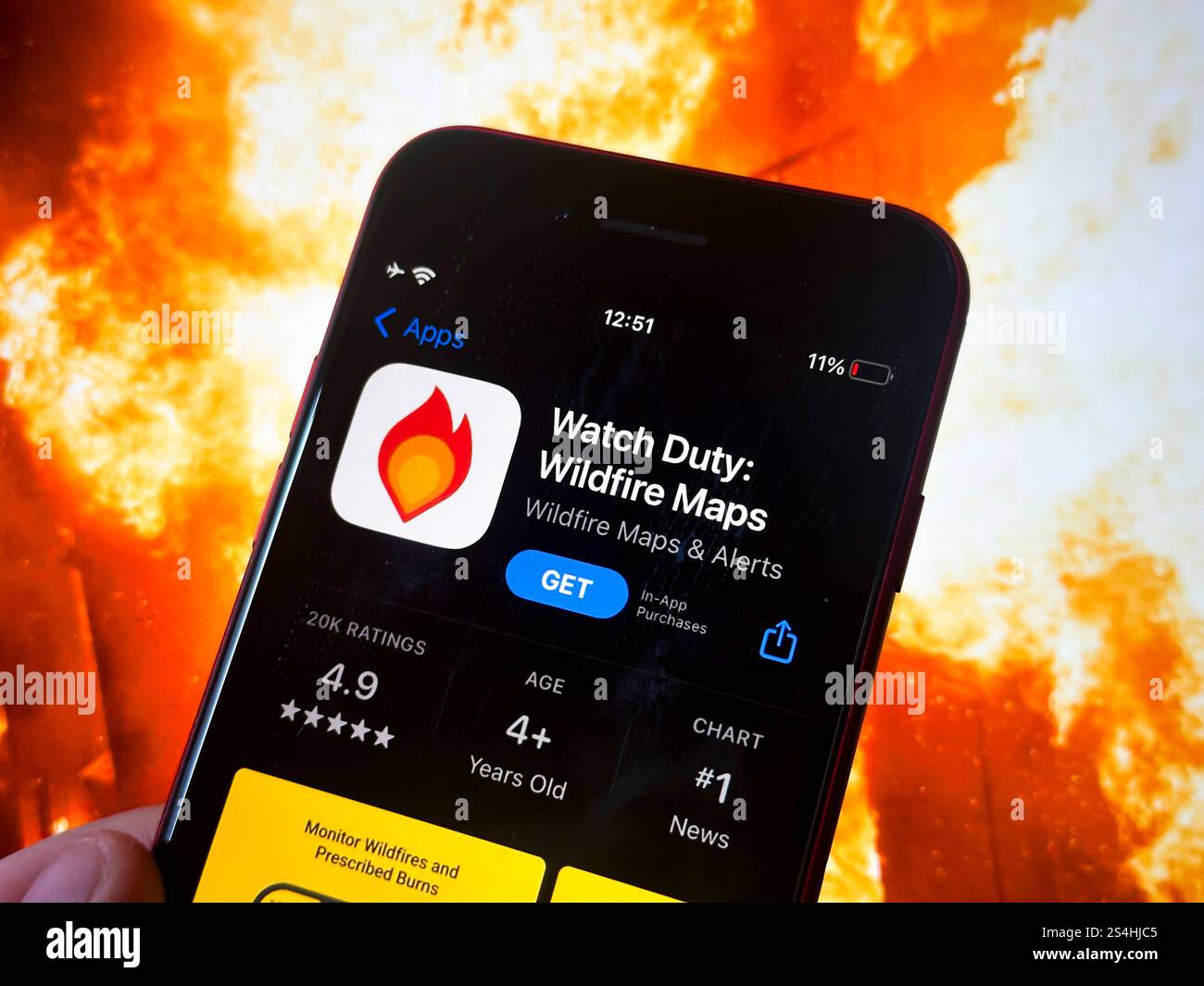 Los Angeles, California, USA. 12th Jan, 2025. The Watch Duty app, which ...