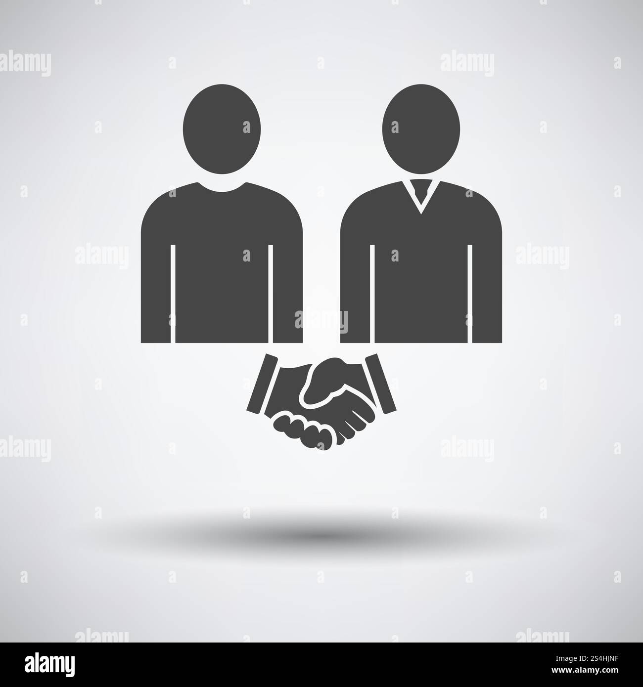 Two Man Making Deal Icon on gray background, round shadow. Vector ...