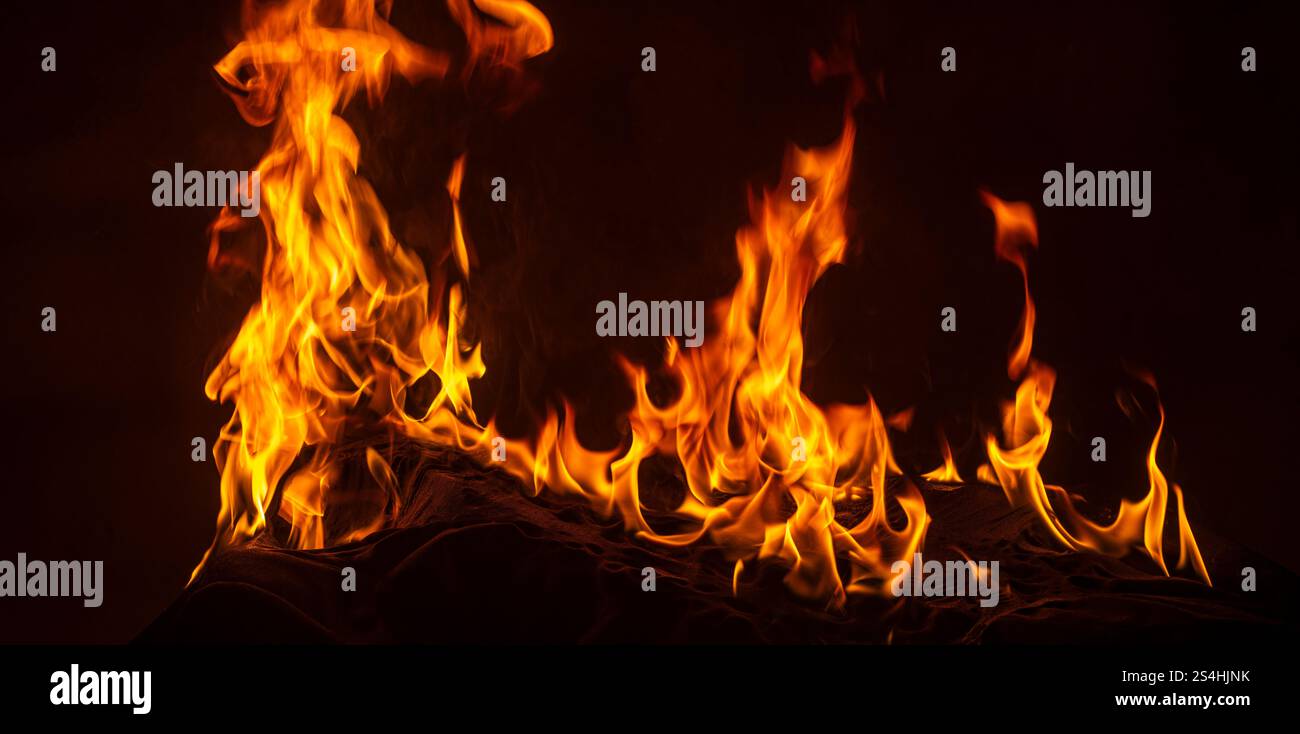Texture of fire on black background. Abstract fire flame background ...