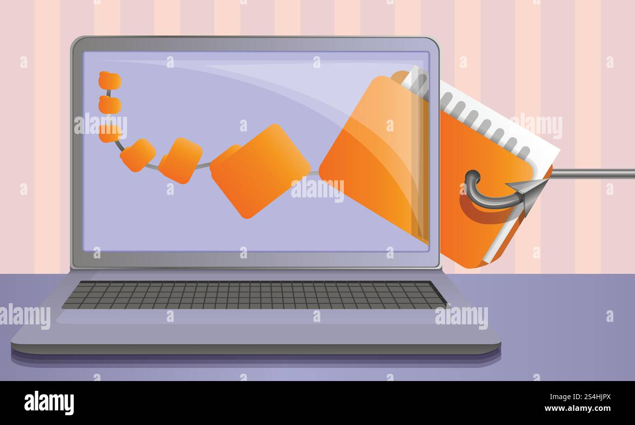 Personal data phishing concept background. Cartoon illustration of ...