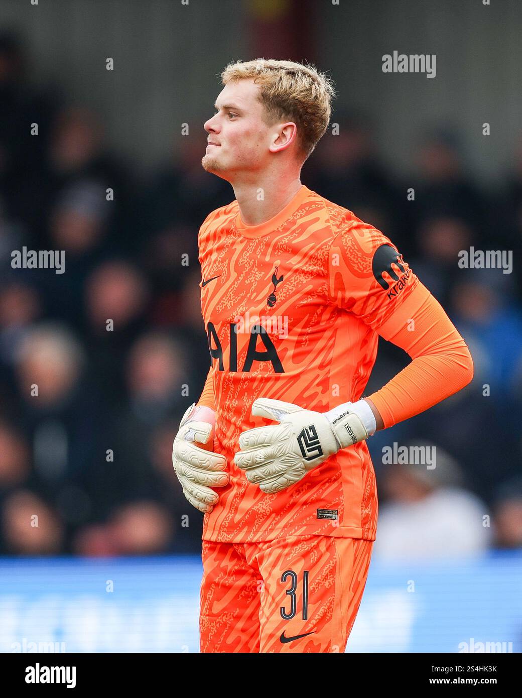 Tamworth on Sunday 12th January 2025. #31, goalkeeper Antonin Kinsky of ...