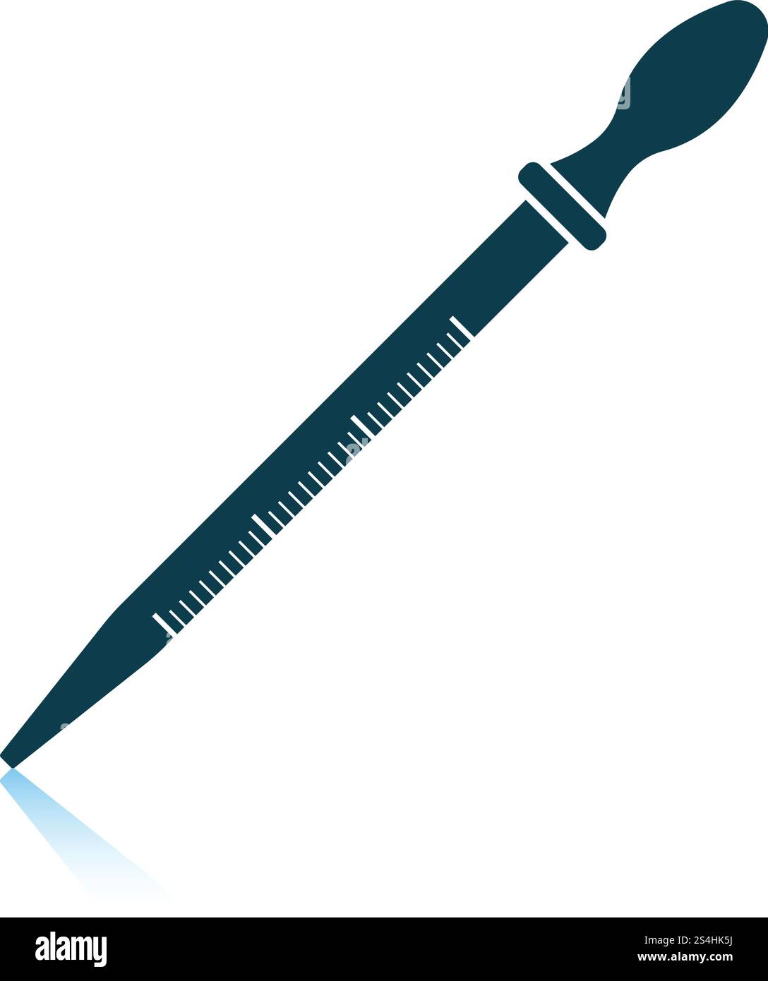 Icon of chemistry dropper. Shadow reflection design. Vector ...