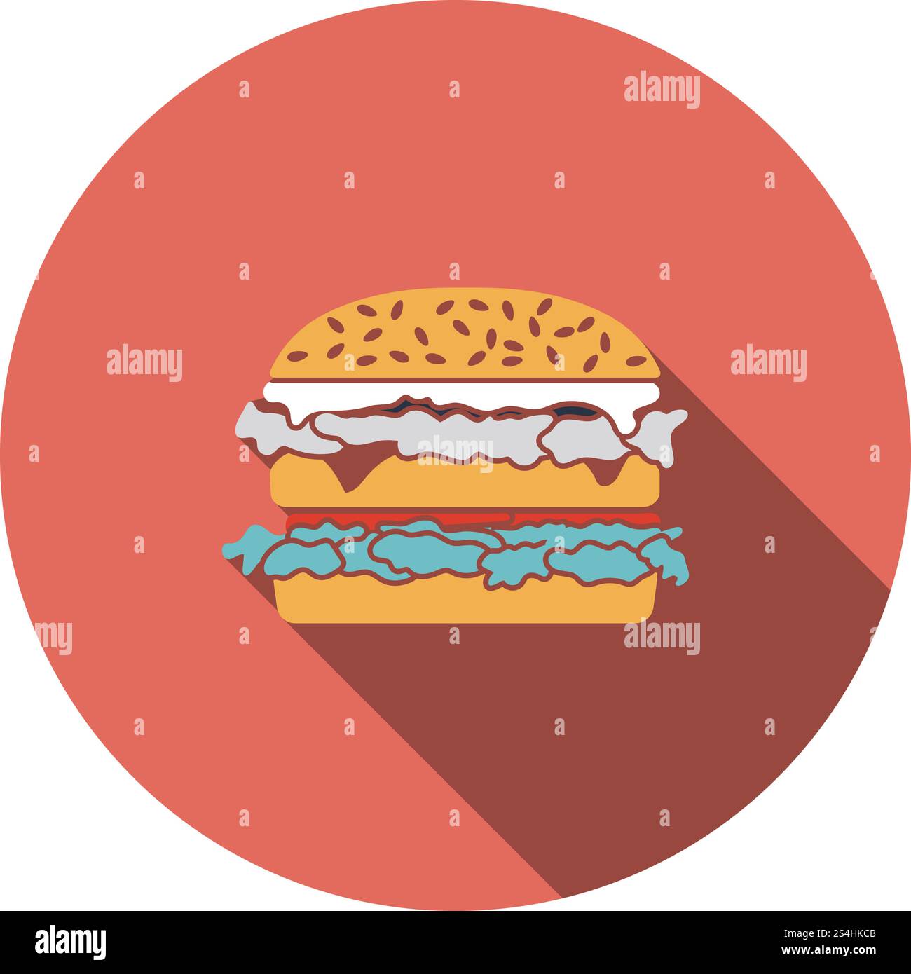 Hamburger Icon. Flat Circle Stencil Design With Long Shadow. Vector ...