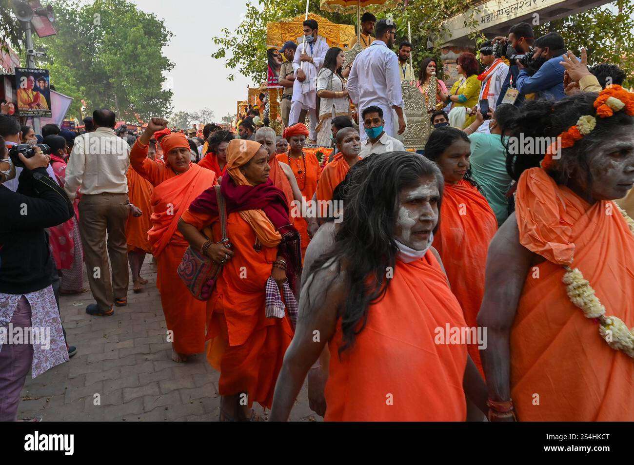 Haridwar, Uttarakhand, India - 15th April 2021 : Hindu female monks ...