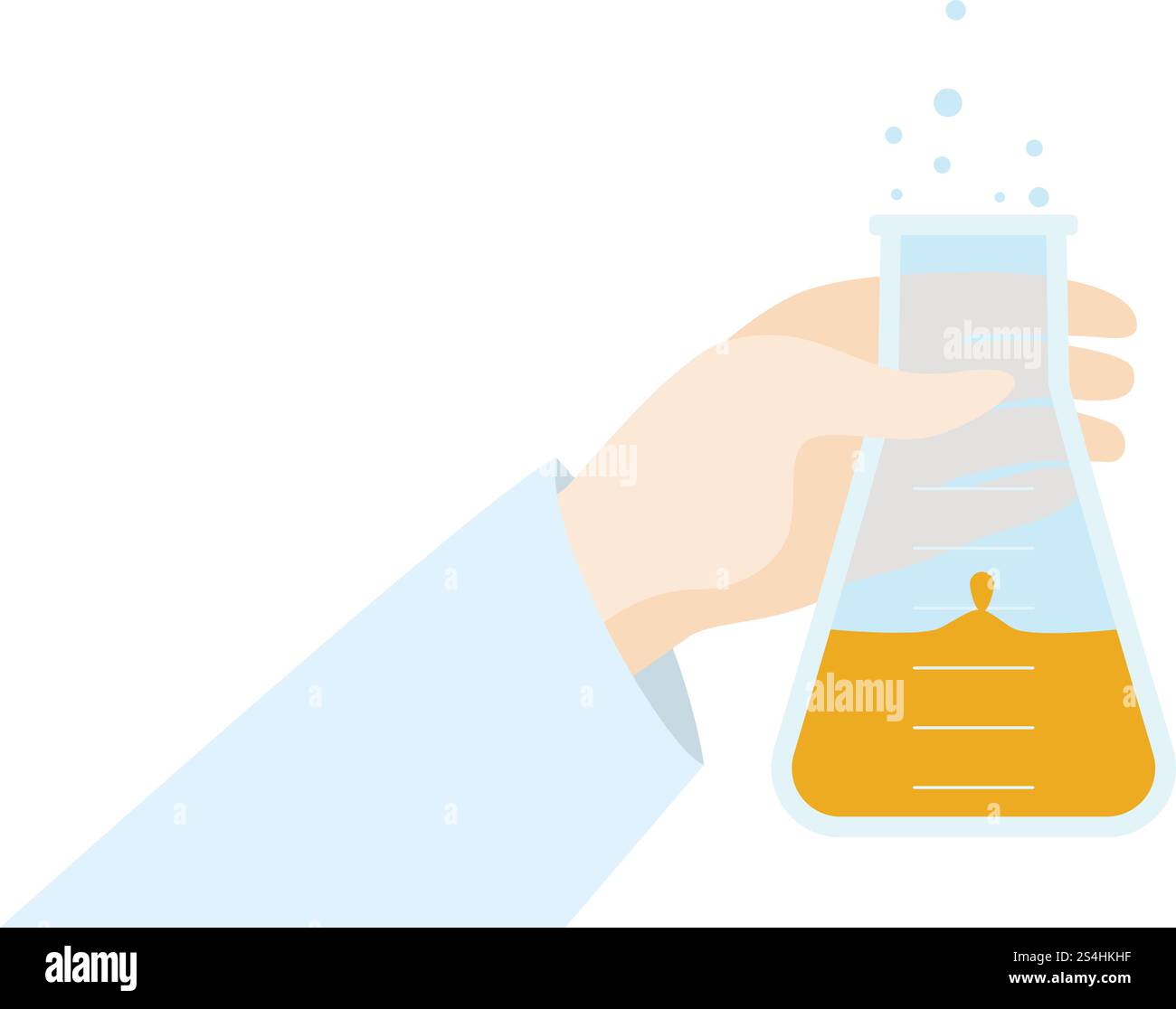 Boiling flask in hand icon. Flat illustration of boiling flask in hand ...