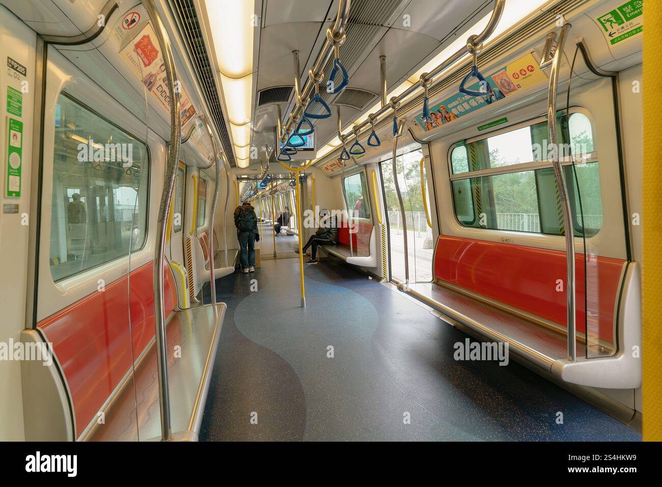 HONG KONG, CHINA - FEBRUARY 01, 2019: inside an MTR train on the East ...