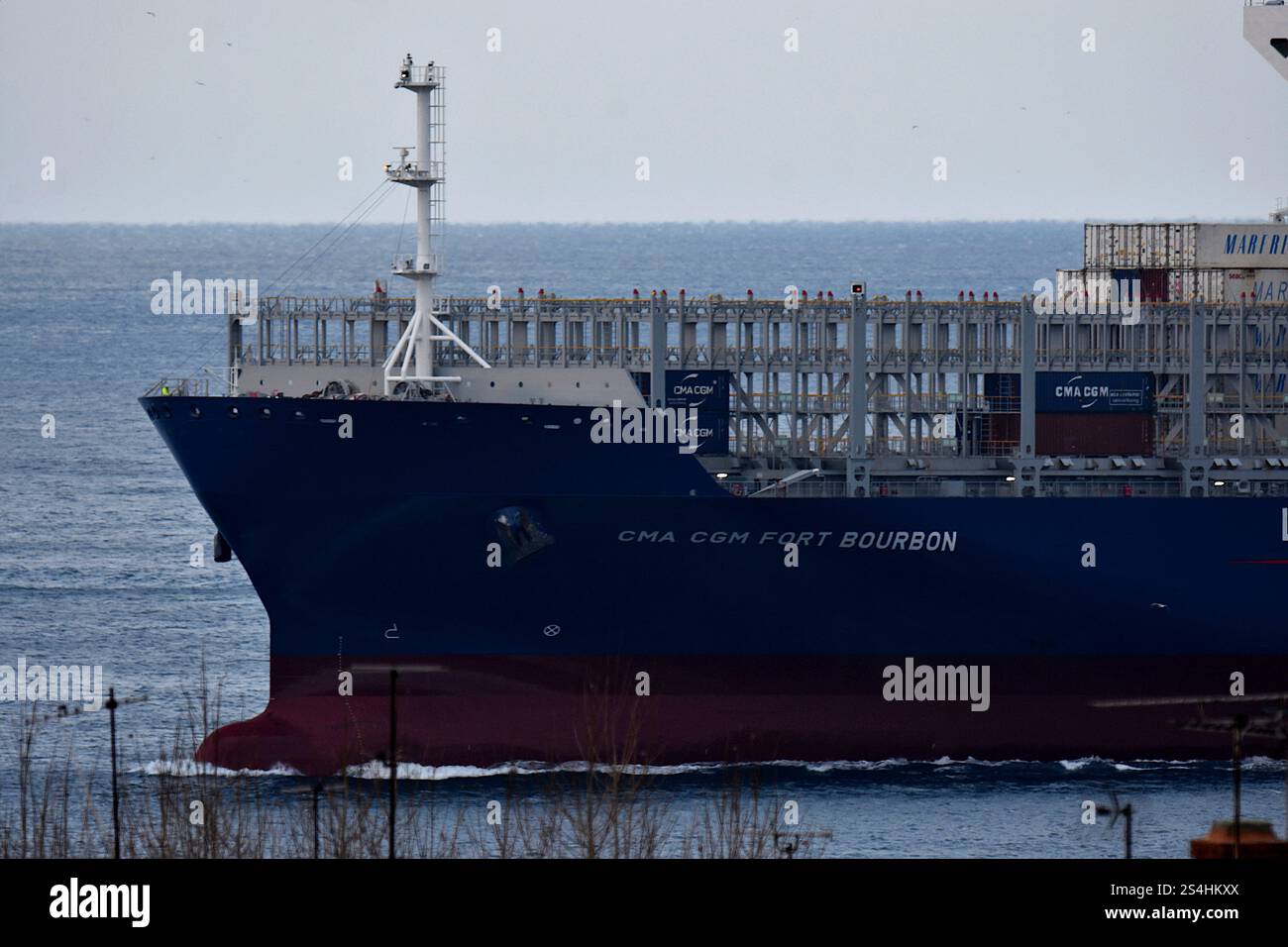 Marseille, France. 12th Jan, 2025. The container ship Fort Bourbon of ...