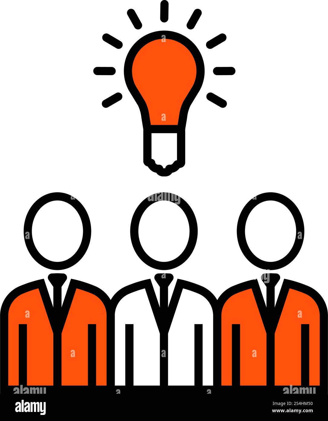 Corporate Team Finding New Idea Icon. Thin Line With Orange Fill Design ...