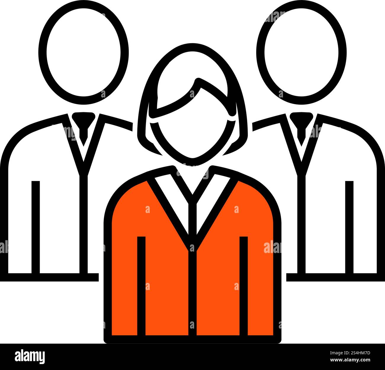 Corporate Team Icon. Thin Line With Orange Fill Design. Vector ...