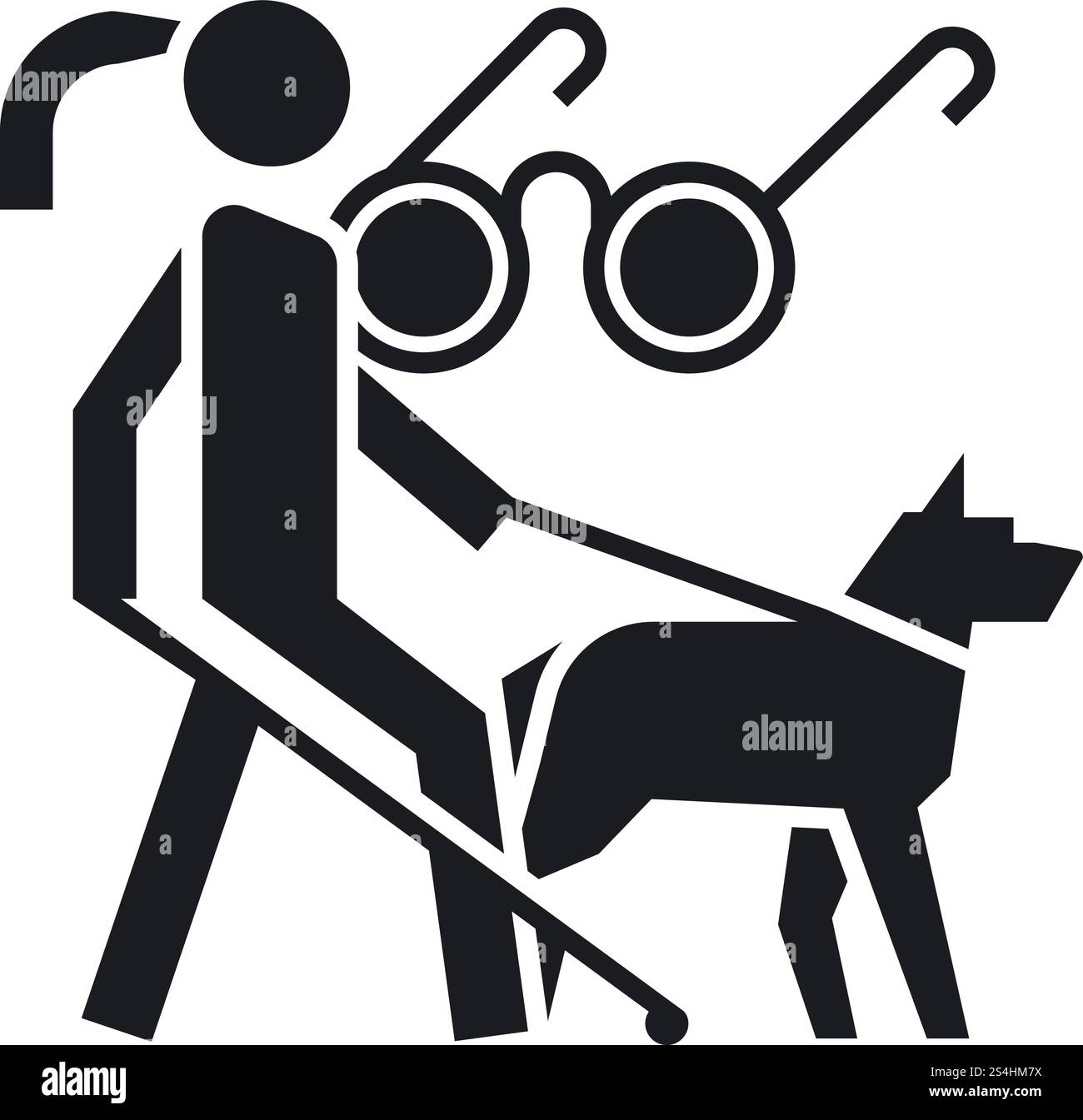 Woman blind dog guide icon. Simple illustration of woman blind dog ...