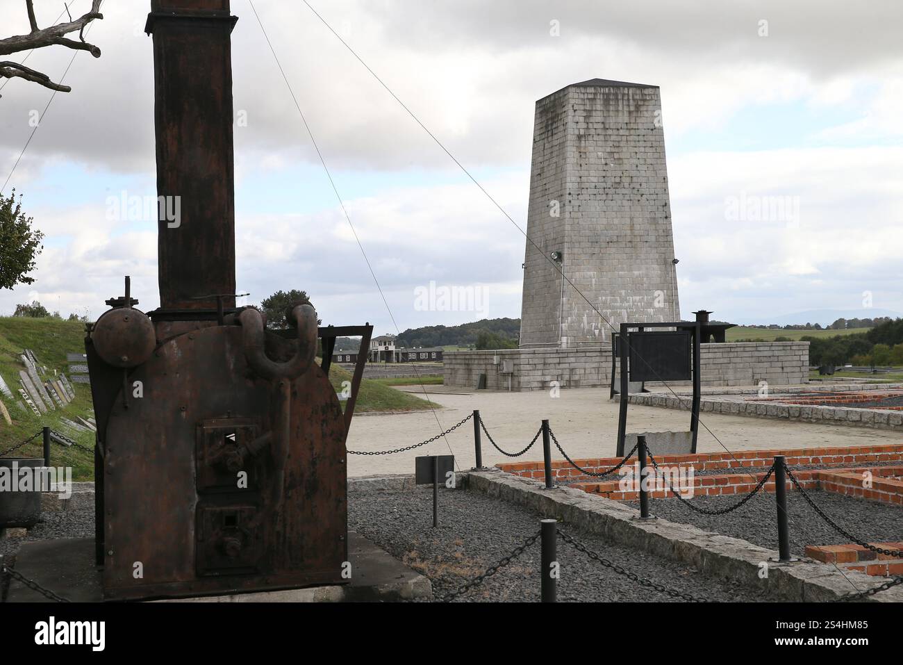 View of the field crematorium and mausoleum at the former German Nazi ...