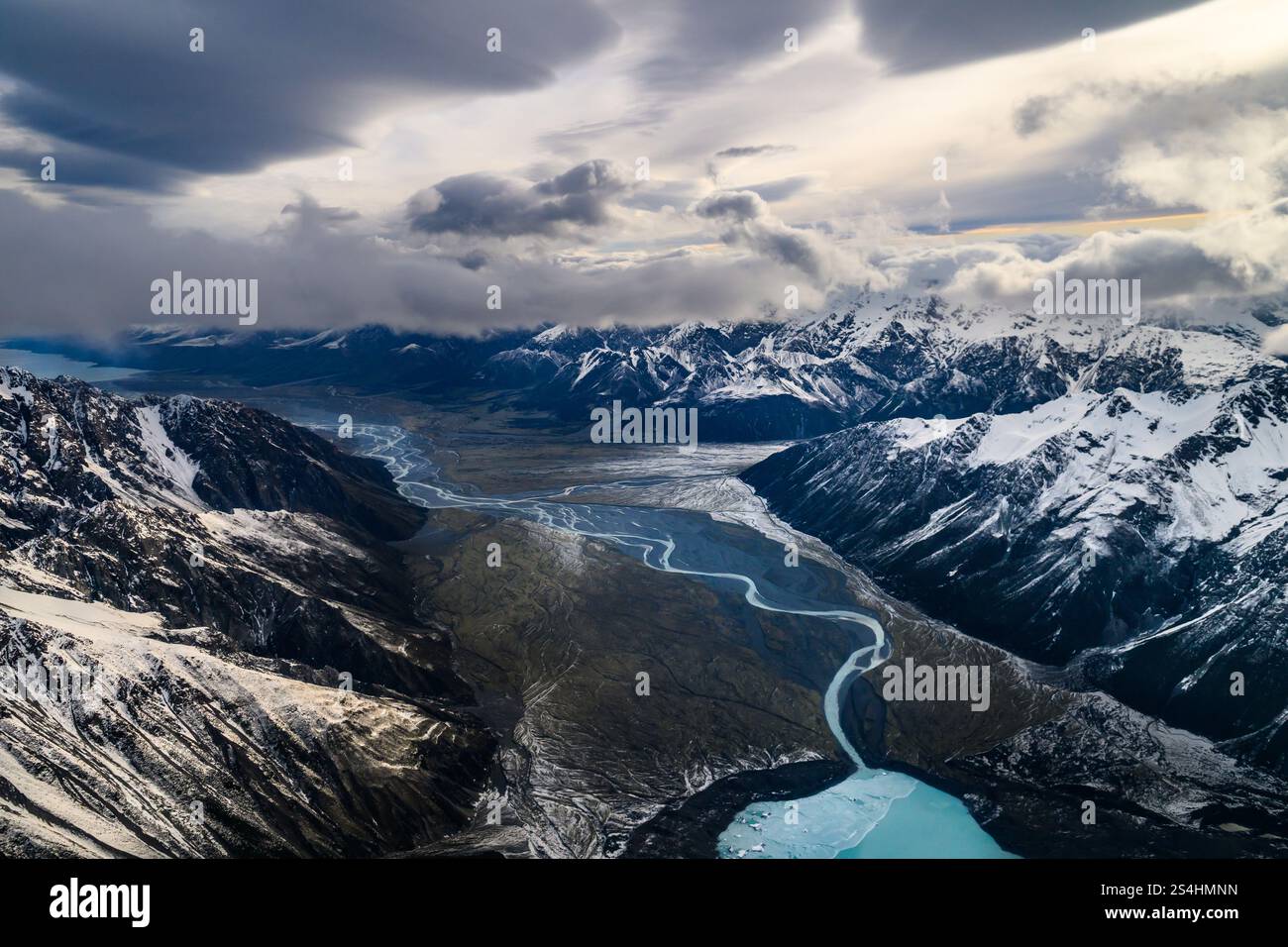 Aerial views of Aoraki/Mount Cook National Park via Helicopter Stock ...