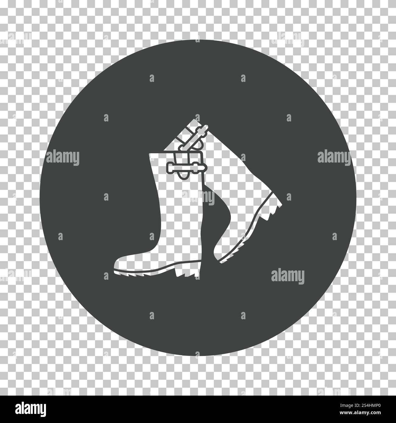 Hunter’s rubber boots icon. Subtract stencil design on tranparency grid ...