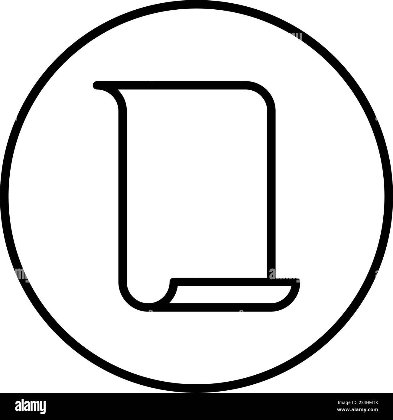 Papyrus paper Parchment paper Manuscript icon in circle round outline black color vector ...