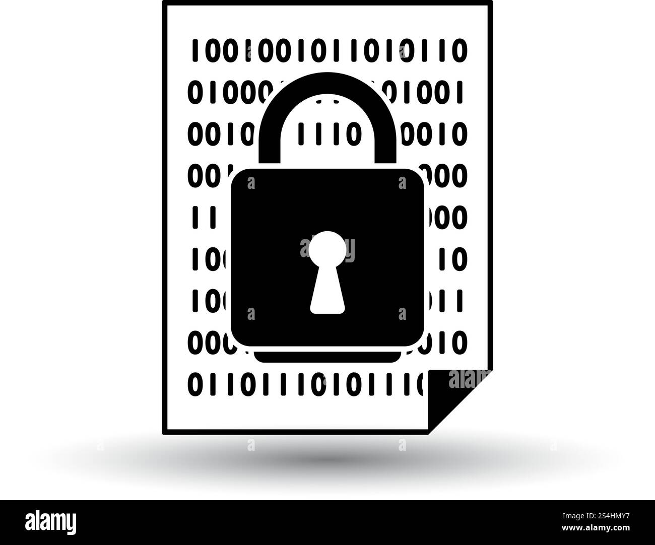 Data Security Icon. Black on White Background With Shadow. Vector Illustration Stock Vector ...